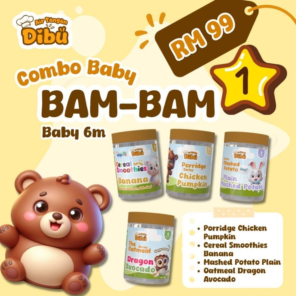 Dibu Baby Food Combo Bam Bam Makanan Bayi 6 bulan Instant Porridge ...