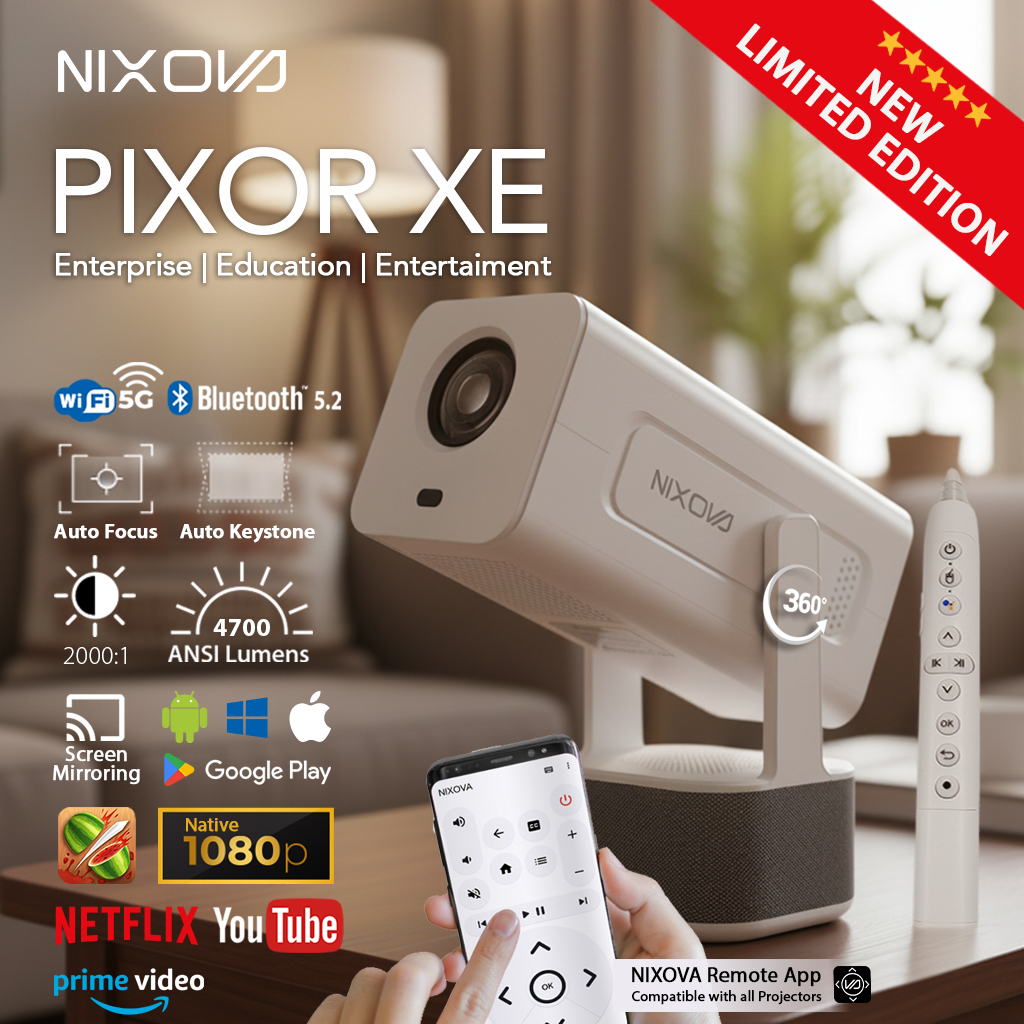 NIXOVA PIXOR XE Interactive Smart Projector with Touch Pen, Native ...