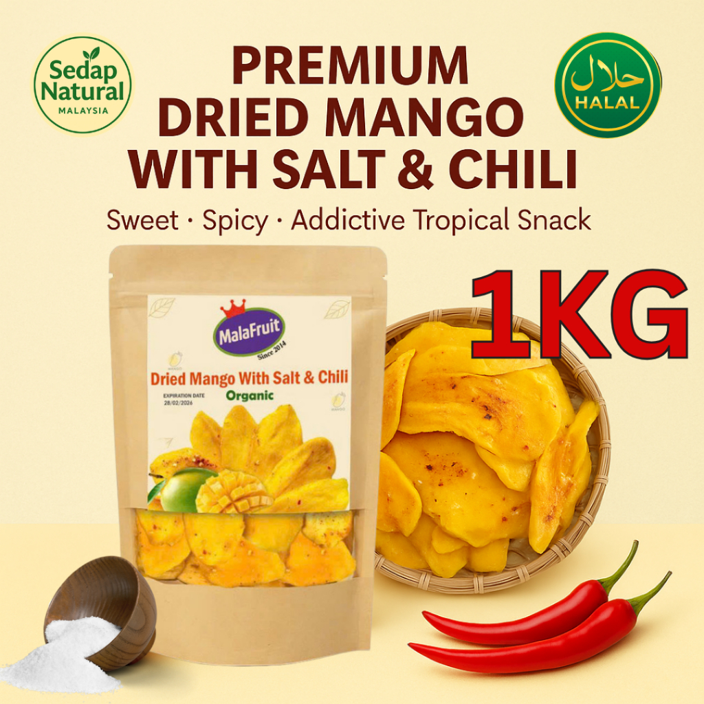 READY STOCK| HALAL Organic Dried Mango with Salt & Chili 1KG – Healthy ...
