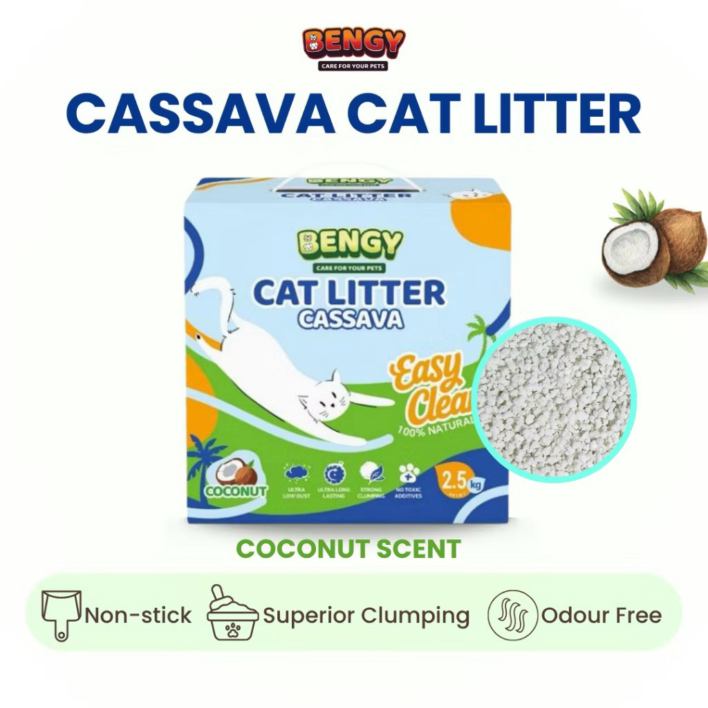 Bengy Cassava Cat Litter 2.5kg Fast Clumping, Non-Stick, Dust-Free 木薯猫砂 ...