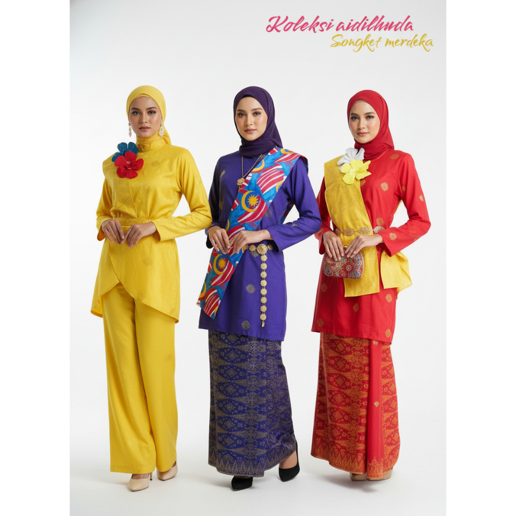 baju kurung songket red cili dan royald blue / merah cili / biru royald ...