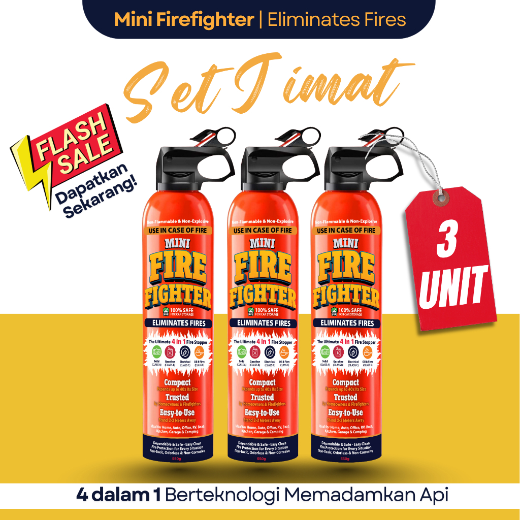 3x Mini Firefighter Water-Based Portable Fire Extinguisher 600 ml 4 in1 ...