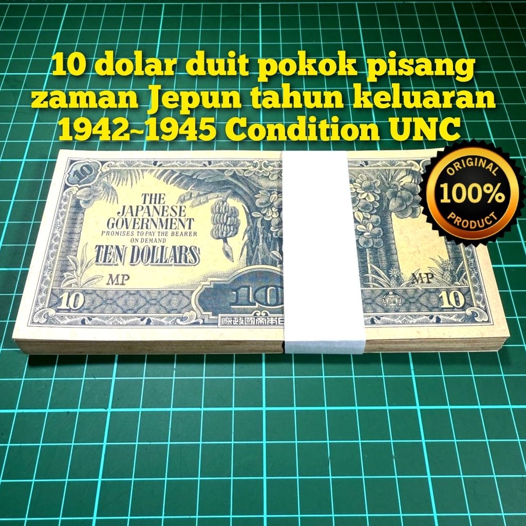 A745 10 dollar duit zaman Jepun duit kertas lama duit pokok pisang ...