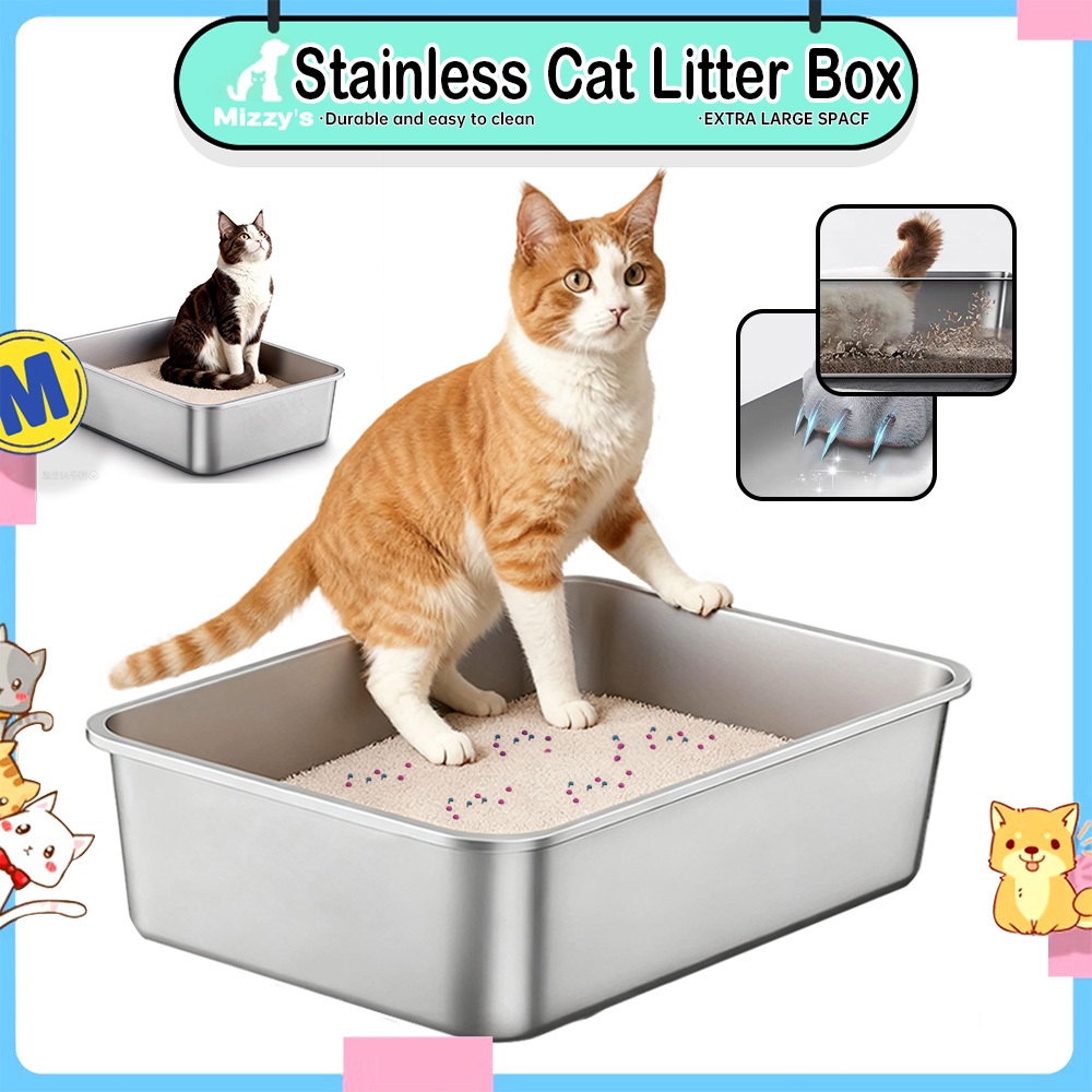 Mizzy's Cat Litter Box Large Stainless Steel Cat Toilet Litter Tray ...