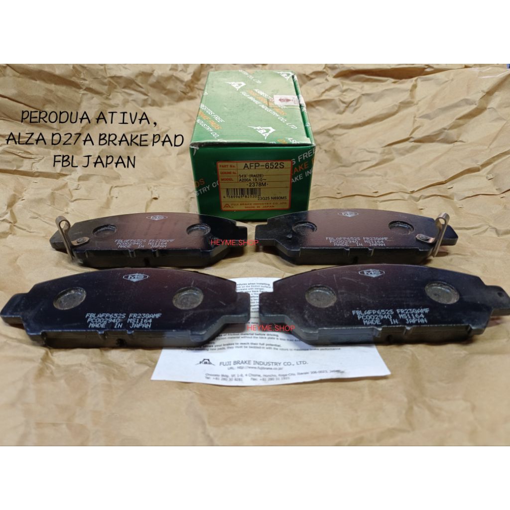 [JAPAN] FBL FUJI ORIGINAL BRAKE PAD PERODUA ATIVA ALZA 2022 TOYOTA ...
