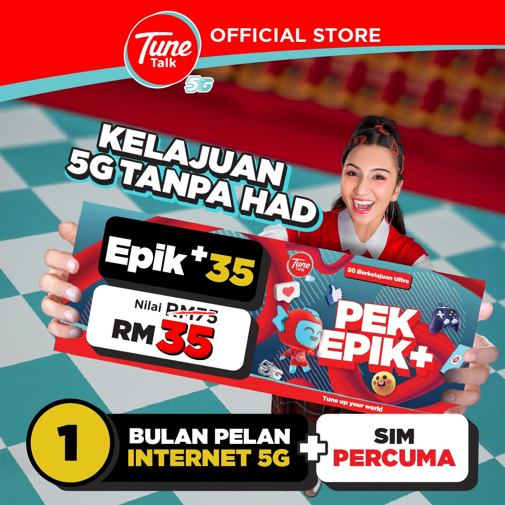 Tune Talk Epik+ 35 (RM35) Kad SIM | 150GB Internet 5G/4G Tanpa Had ...