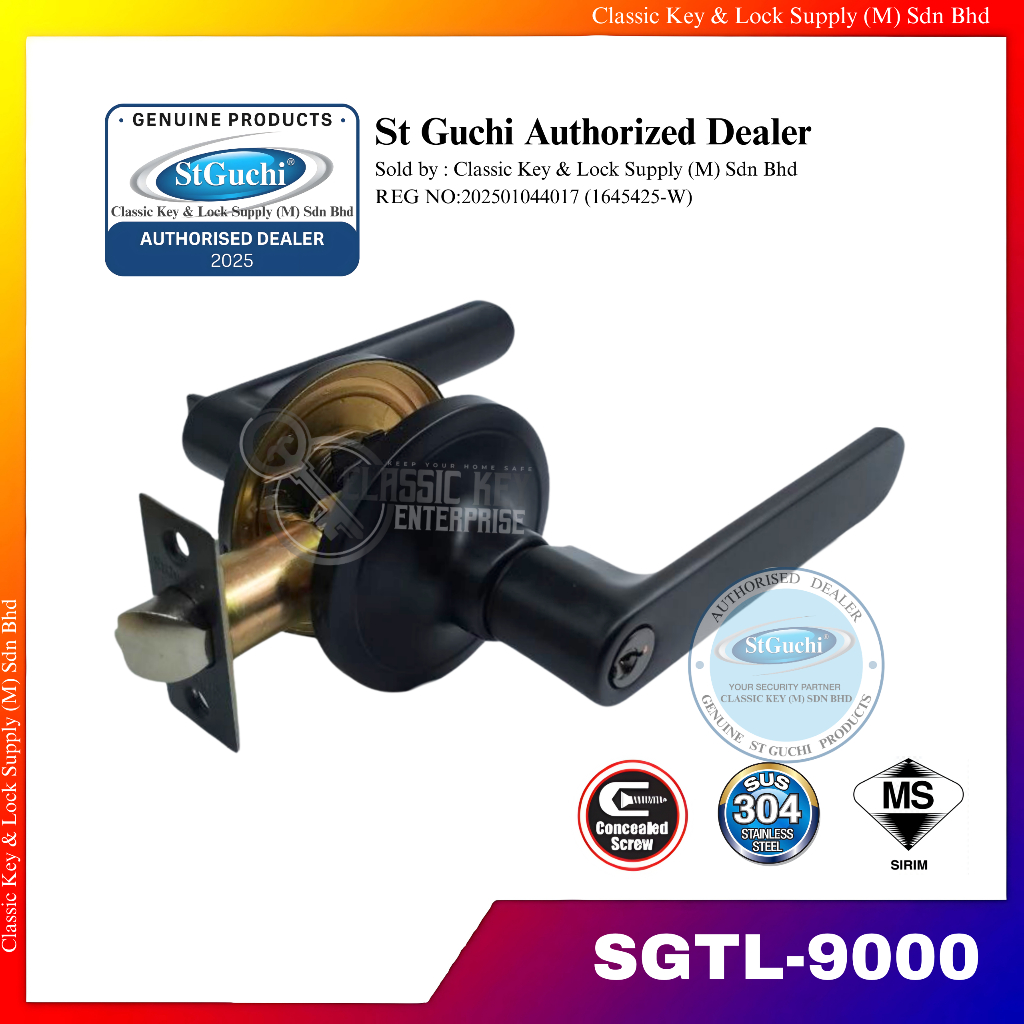 St Guchi door lock tubular lever handle SGTL-9000 Matt Black | Shopee ...
