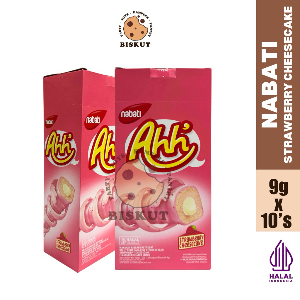 Nabati Ahh Strawberry Cheesecake 9g x 10’s Box Crunchy Snack | Shopee ...
