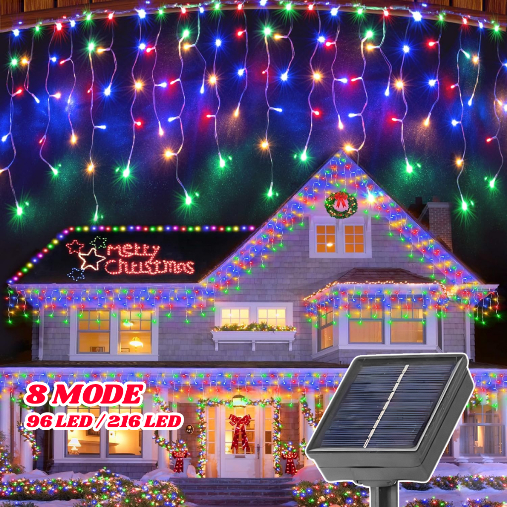 Rarito 9M Solar Curtain Lights String Fairy Light Christmas Lampu Raya ...