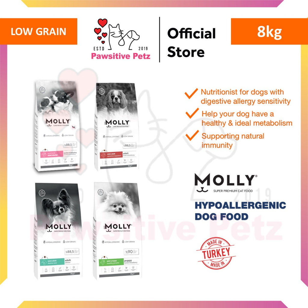 Molly Dog Food 8kg Low Grain Dog Food Makanan Anjing Hypoallergenic ...