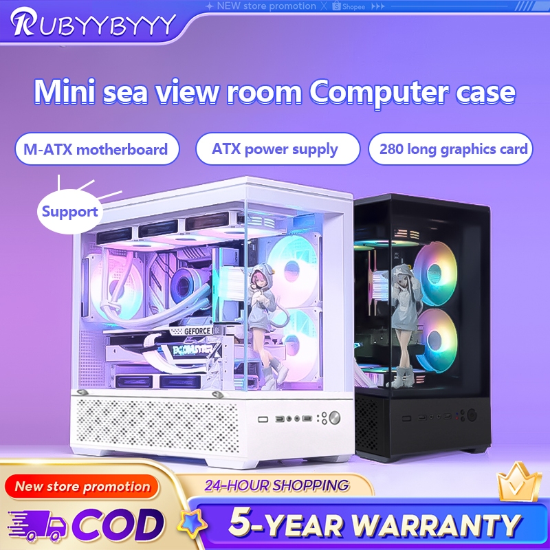 Steel PC Case 3mm Tempered Glass, 240mm AIO Support, GPU 280mm, 4 PCI ...