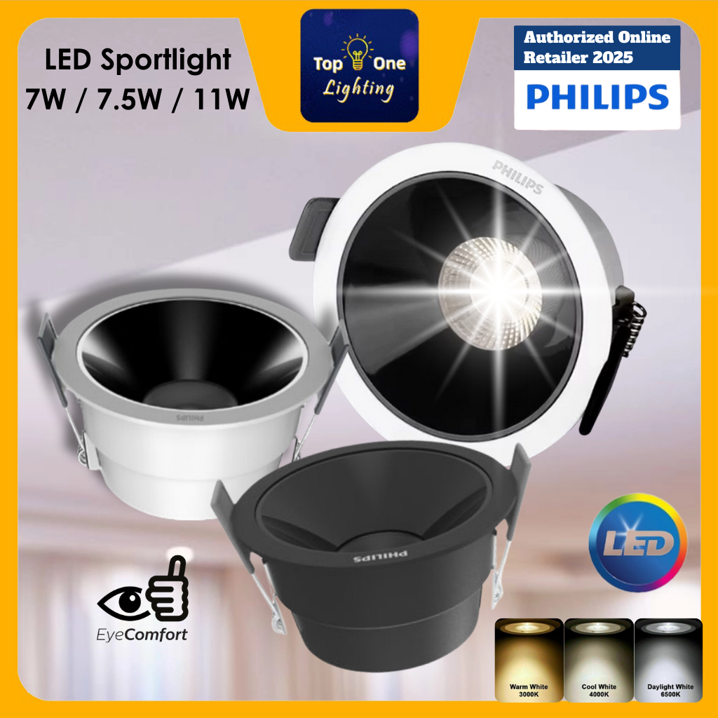 🔥NEW🔥 PHILIPS Recessed Spotlight LED Eyeball 3000K/4000K/RS280 7W 11W ...