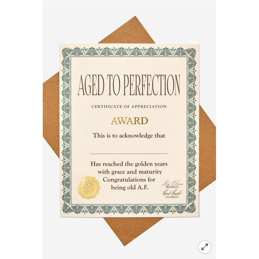 Typo Premium Funny Birthday Card Award Aged To Perfection | Shopee Malaysia