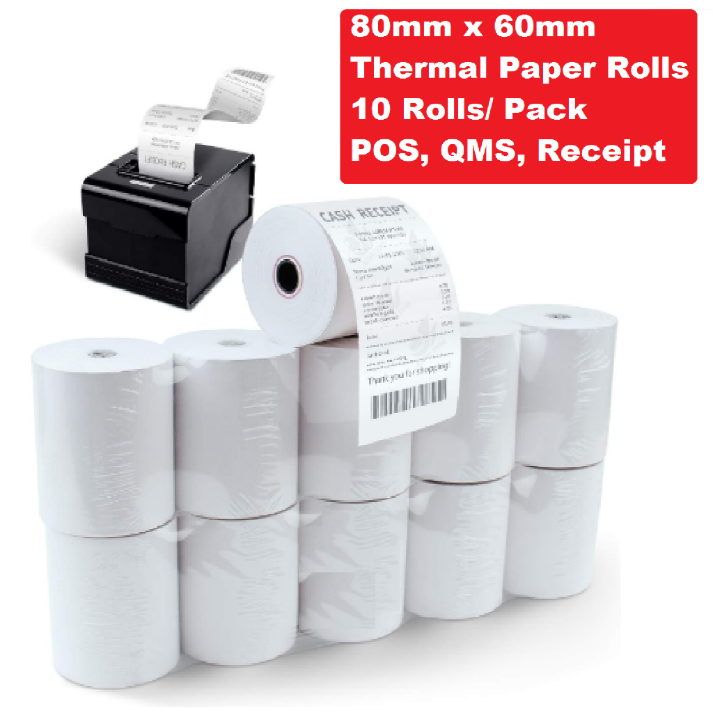 80mm Thermal Receipt Printer Paper Roll 80mmx60mm (10 Rolls) for Epson ...