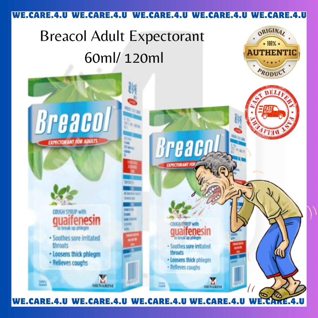 BREACOL EXPECTORANT FOR ADULTS 60ML/ 120ML (RELIEVES COUGH/ SOOTHES ...