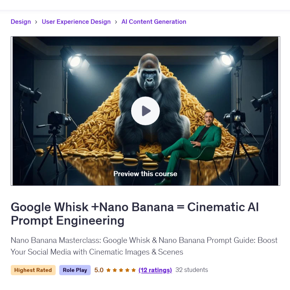 Nano Banana Video Course- Google Whisk +Nano Banana = Cinematic AI ...