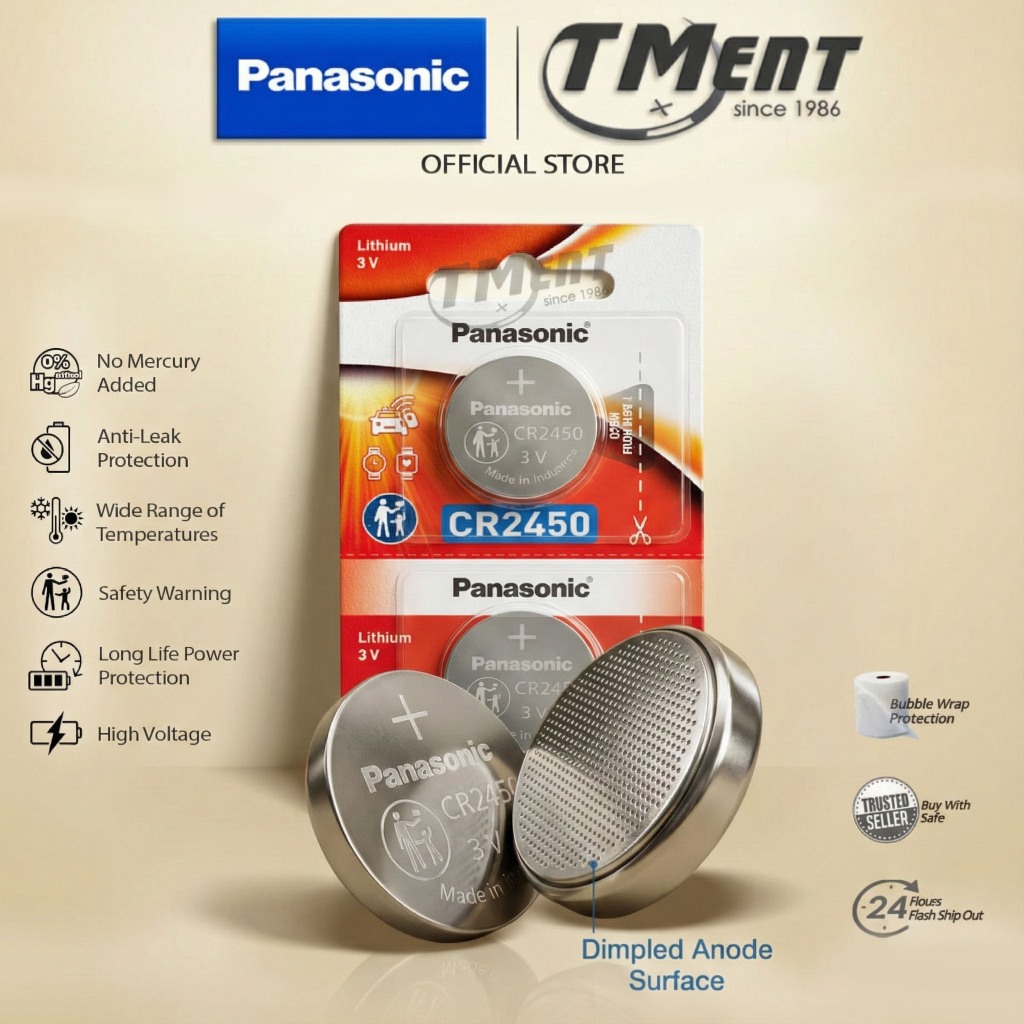 Panasonic CR2450 3V Genuine Lithium Battery 3V 5pcs Per Card cr 2450 ...
