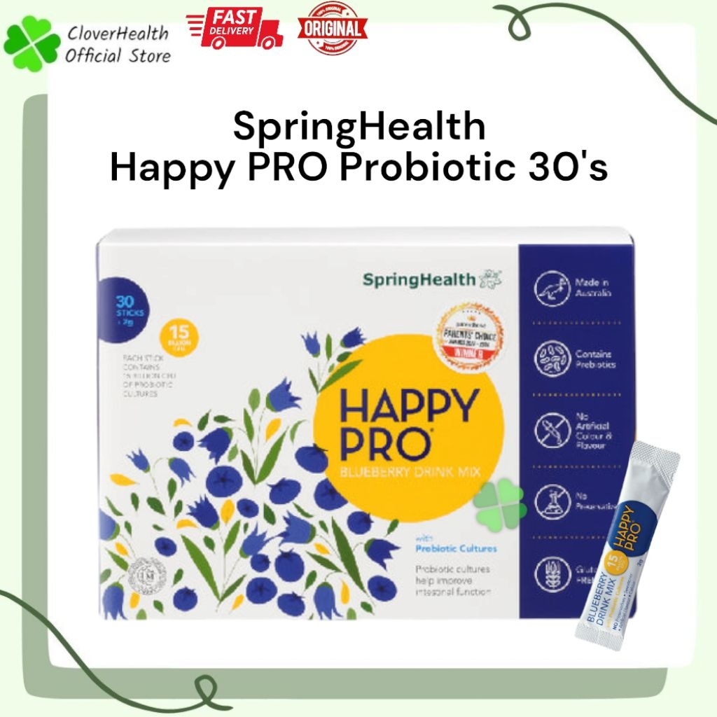 SpringHealth Happy Pro Probiotics 15 Billion CFU (30 sachets) | Shopee ...