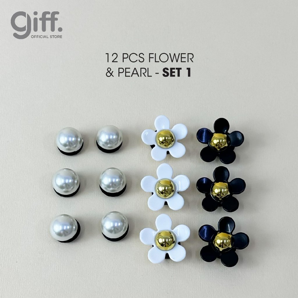 GIFF Tote Bags Accessories 12 pcs (6pcs flower & 6pcs pearl) | Shopee ...