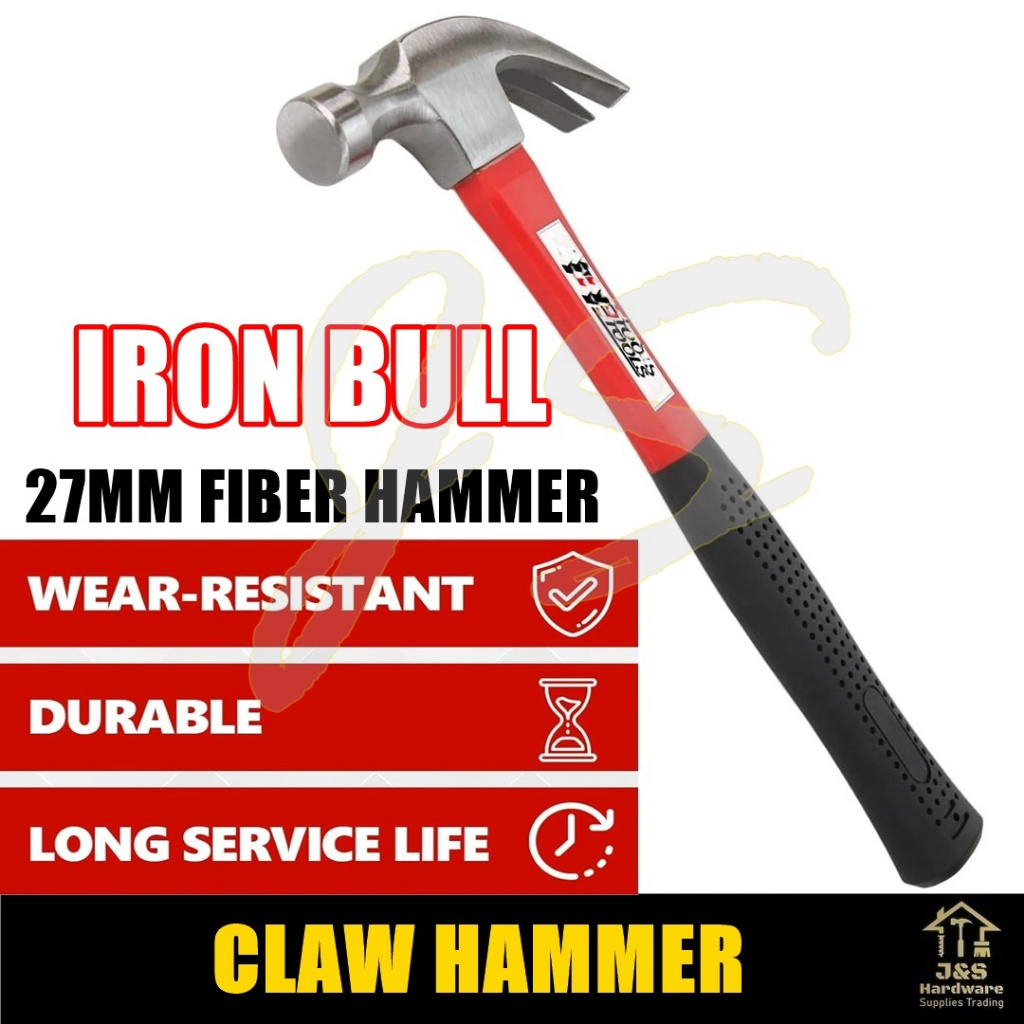 IRON BULL 27MM Fiber Hammer.16OZ Hammer With Fiber Handle. Multipurpose ...