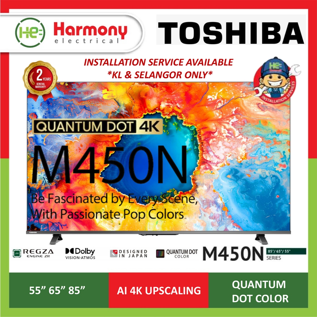 TOSHIBA 55" 65" 85" 4K UHD VIDAA QLED Smart TV M450NP 55M450NP ...