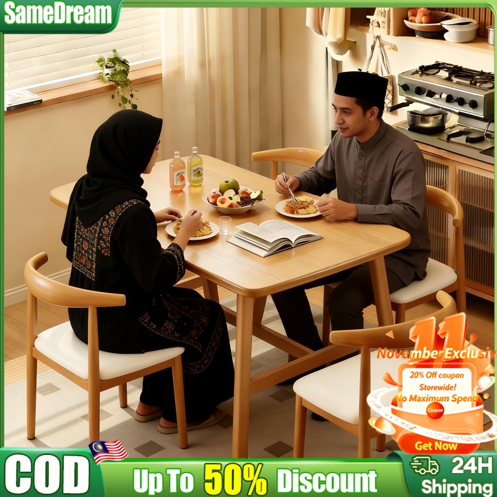 140/120CM Dining Table Solid Wood Kitchen Dining Table With 4/6 Chairs ...
