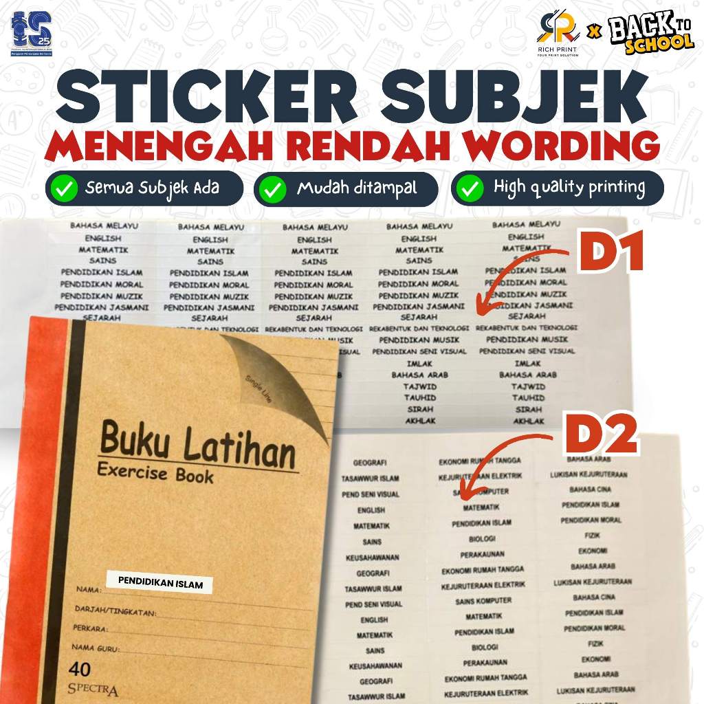 Sticker Label Buku Mata Pelajaran (Wording) | Shopee Malaysia