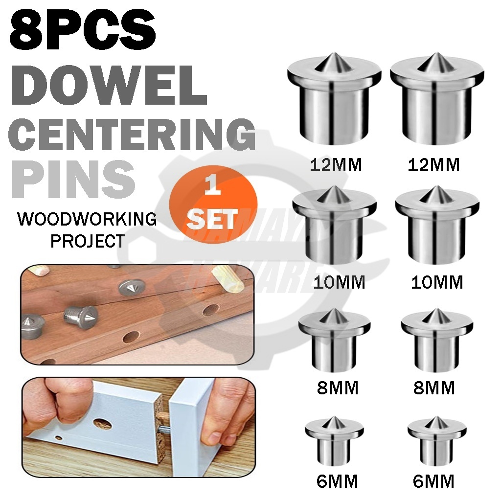 BMY 8PCS Dowel Centering Pins for Woodworking DIY Project. 6/8/10/12mm ...