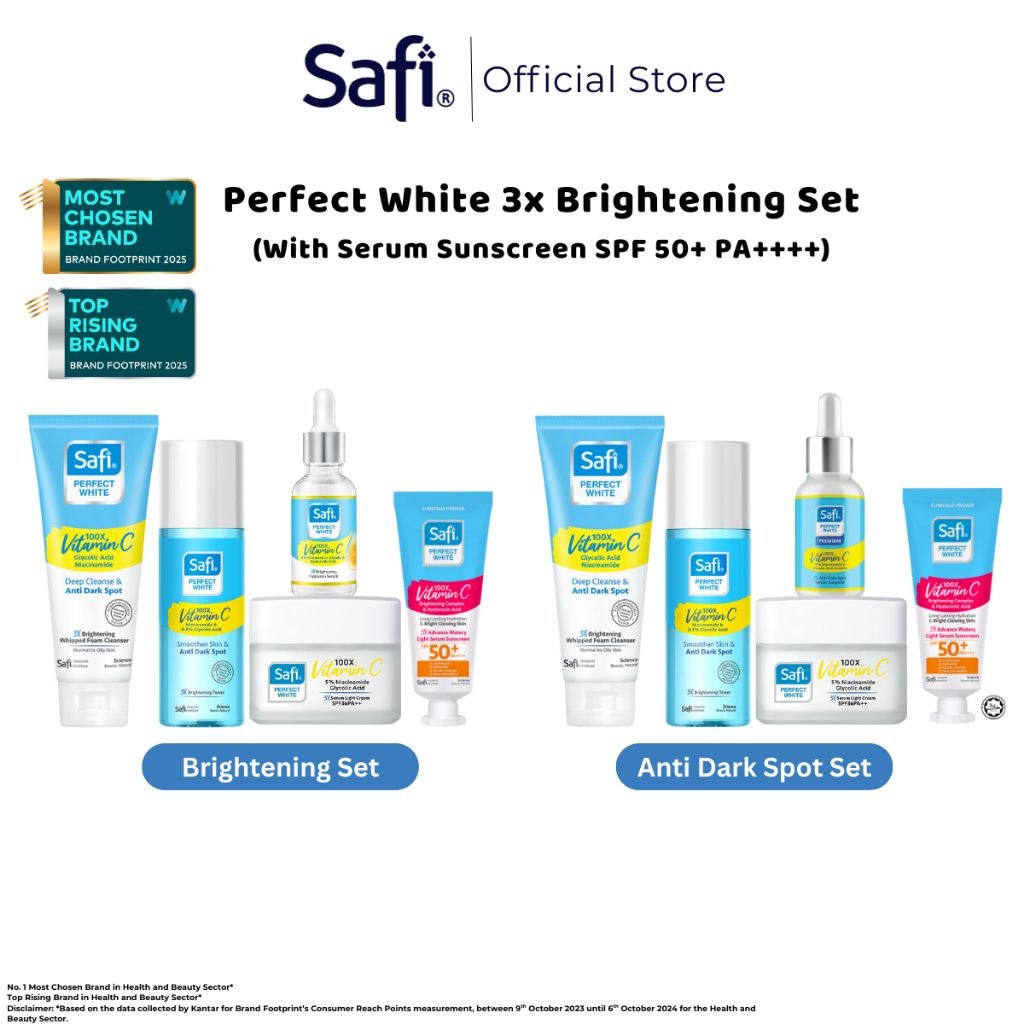 SAFI Perfect White 3x Brightening Serum Sunscreen Skincare Set ...