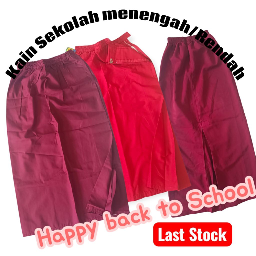 Kain kurung sekolah/Sampin/Seluar/ maroon/merah chili/burgundy ...