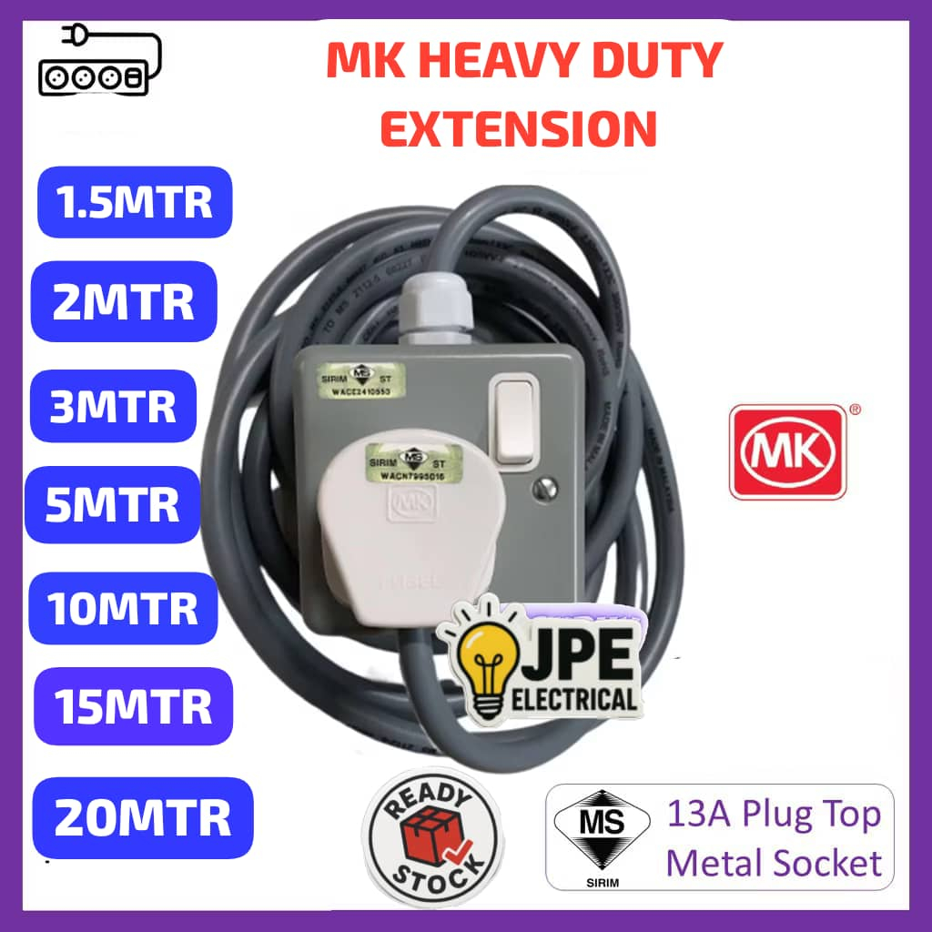 SIRIM MK HEAVY DUTY 1 GANG SWITCH SOCKET EXTENSION WIRE C/W UMS/FAJAR 2 ...