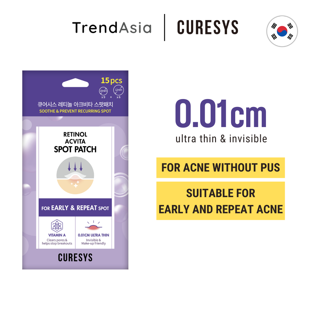 CURESYS Retinol Acvita Spot Patch 0.01cm Ultra Thin Acne Patch Blemish ...