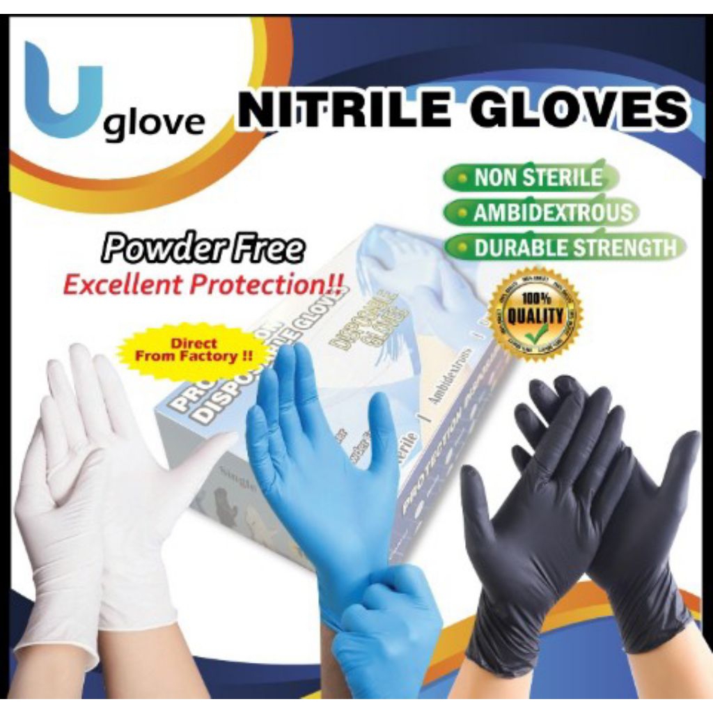 Nitrile Glove Blue/Black/White quality sarung tangan Biru/Hitam/Putih ...