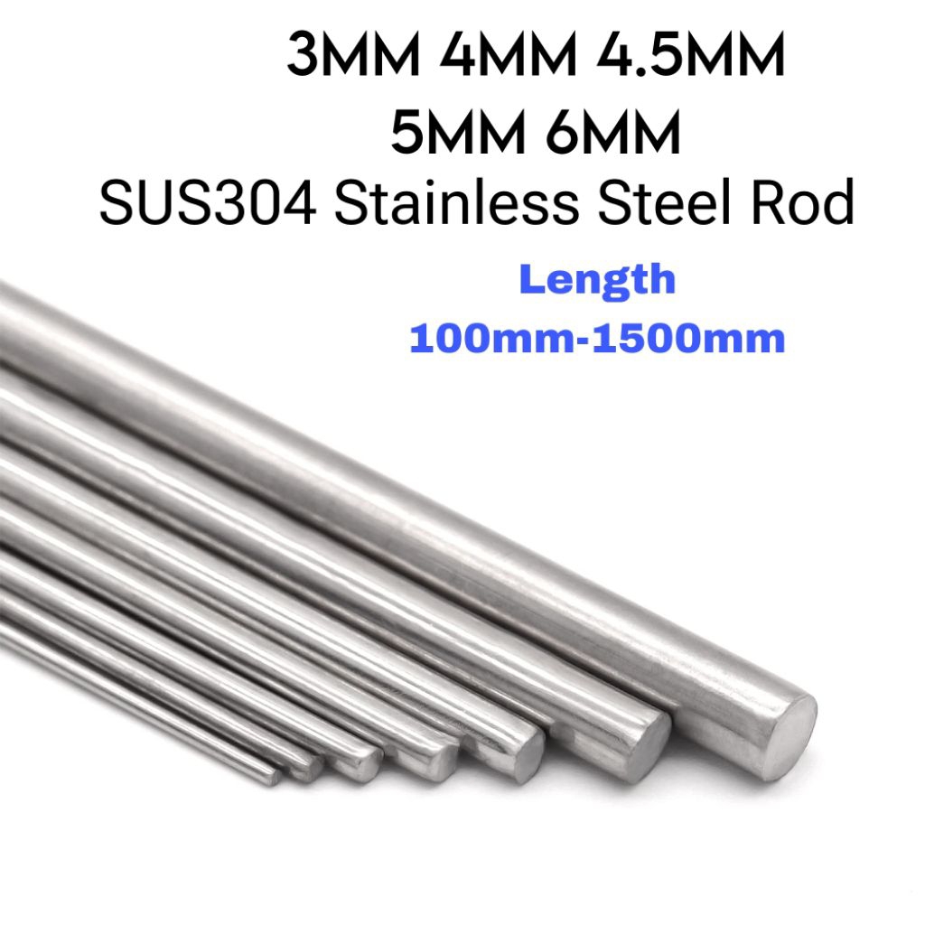 Stainless Steel SUS 304 Shaft Round Bar (Diameter 3mm 4mm 4.5mm 5mm 6mm ...