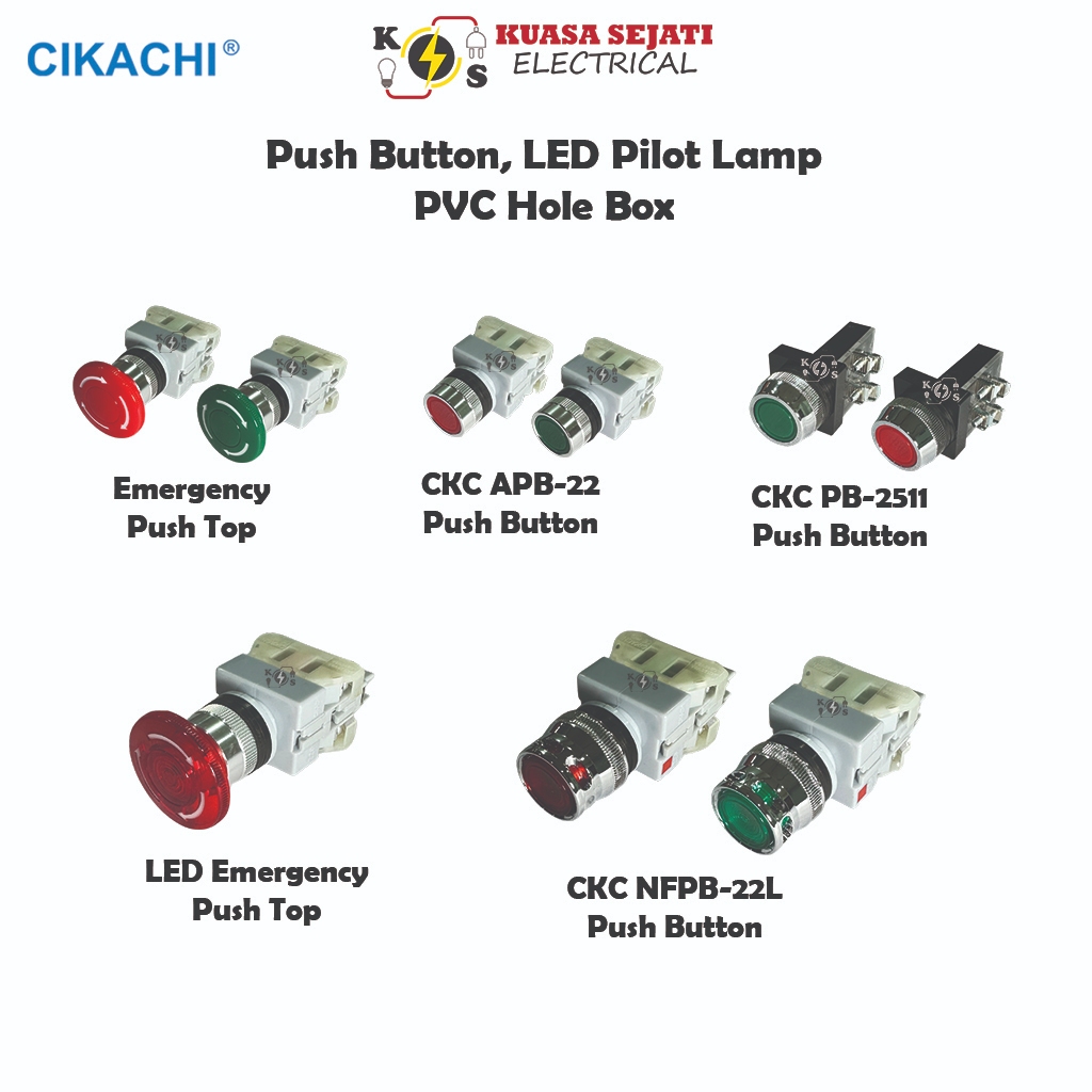 CIKACHI (CKC) APB-22(22mm), APB-25(25mm), Flat Head Push Button Switch ...