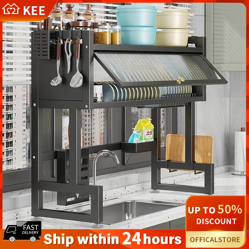 Rak Pinggan Sinki Mangkuk Stainless Steel Rak Dapur Drying Rack Dish ...