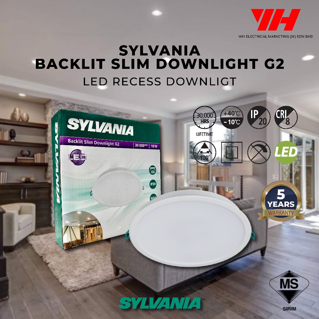 SYLVANIA BACKLIT SLIM LED RECESS DOWNLIGHT G2 | WARM WHITE/COOLWHITE ...