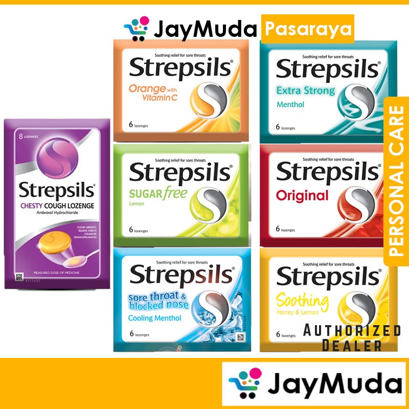 Strepsils Sore Throat Relief Lozenges 6s Original Cool Strong Sugar ...