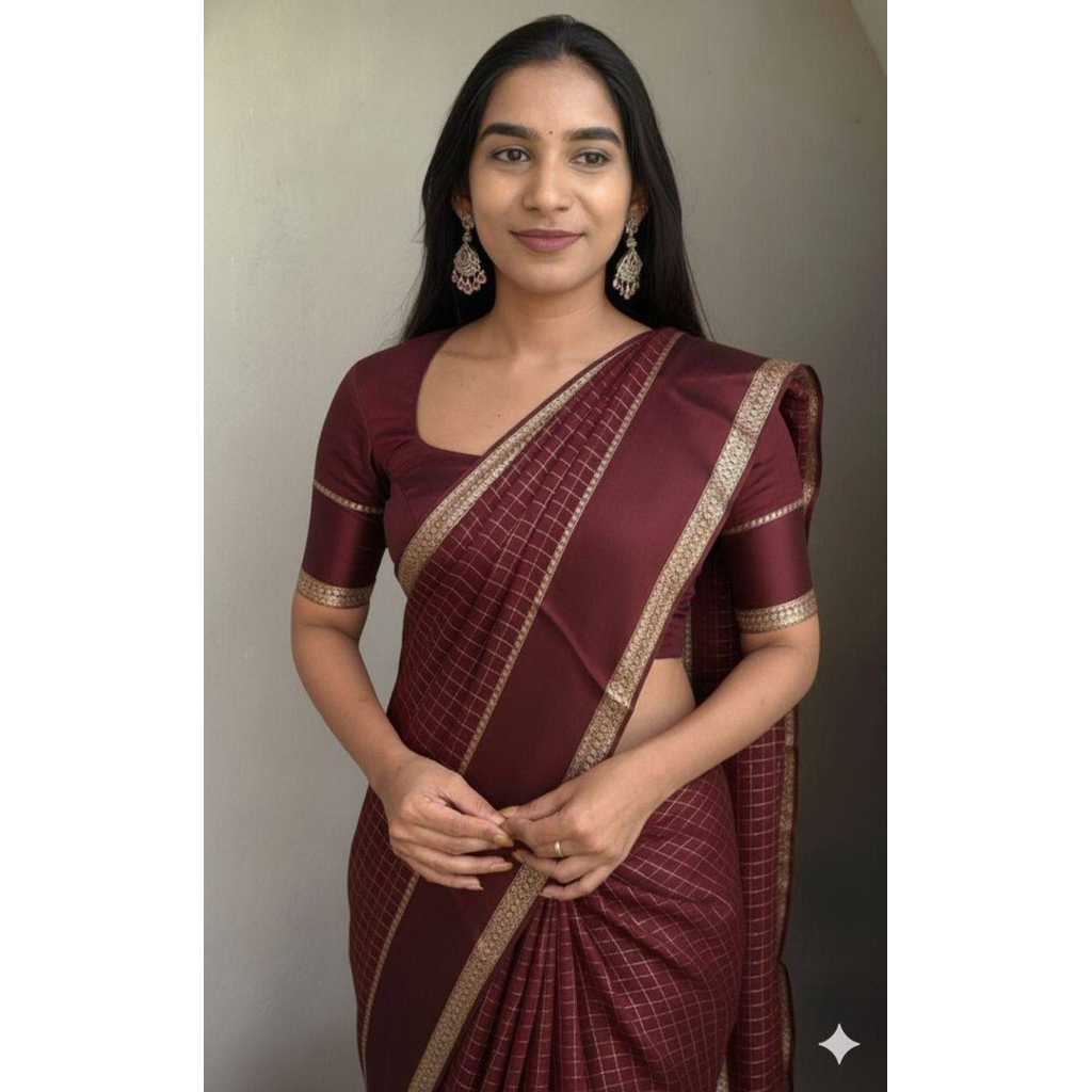 New Pure Viscose Chex Saree | Shopee Malaysia