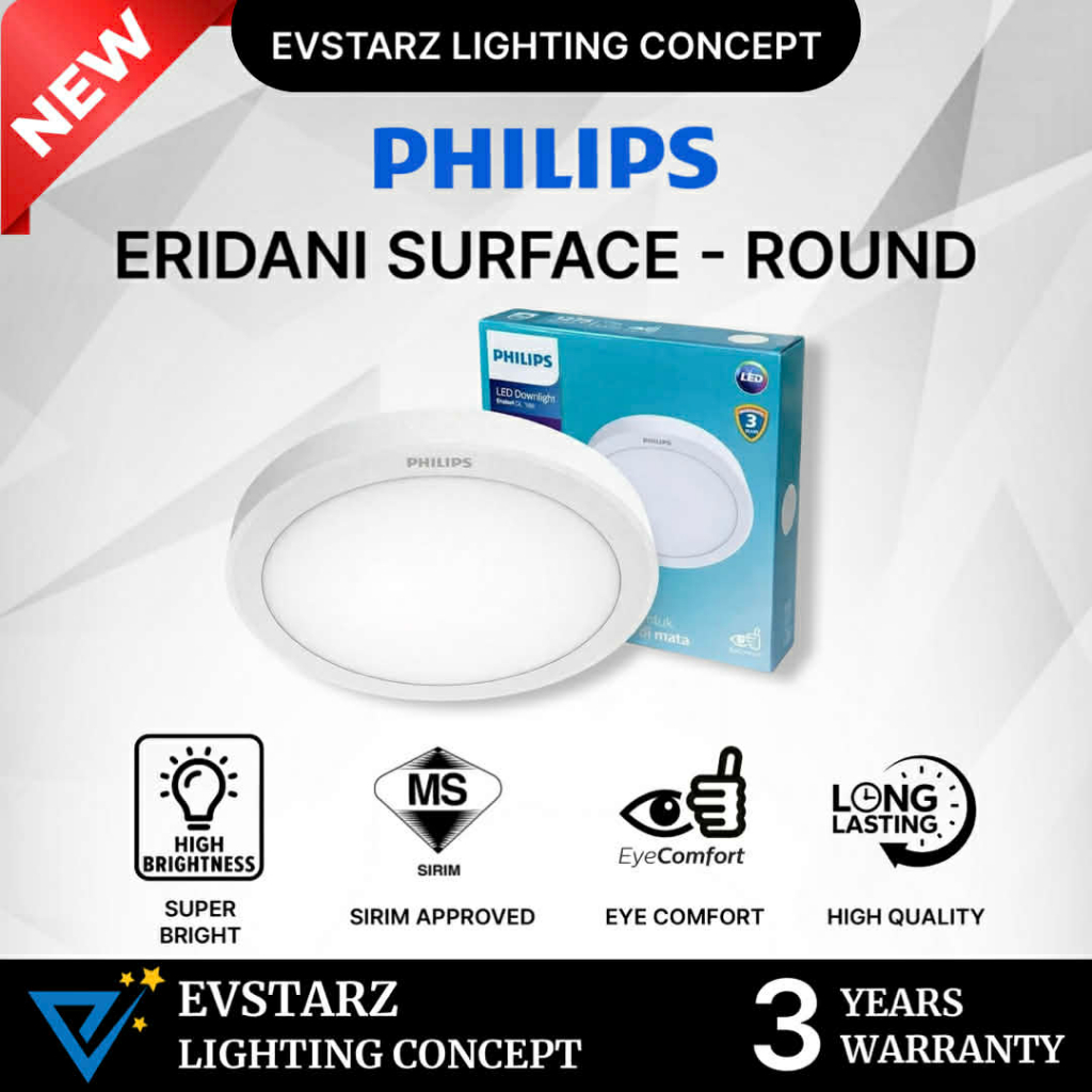 PHILIPS Eridani Surface Downlight Round 7" 17W / 9" 22W LED Ceiling ...