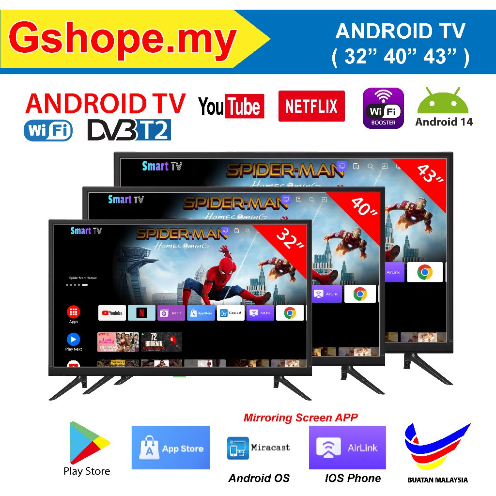 LEDTV 32" /40" / 43" Android TV and DIGITAL TV ( Built in MYTV Decorder ...