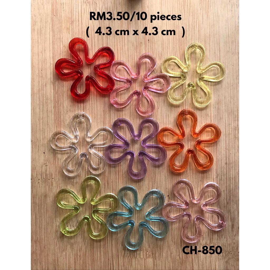 RM3.50/10 keping - BCH-002 - Bead - Charm - Bunga - Flower - 4.3 cm x 4 ...