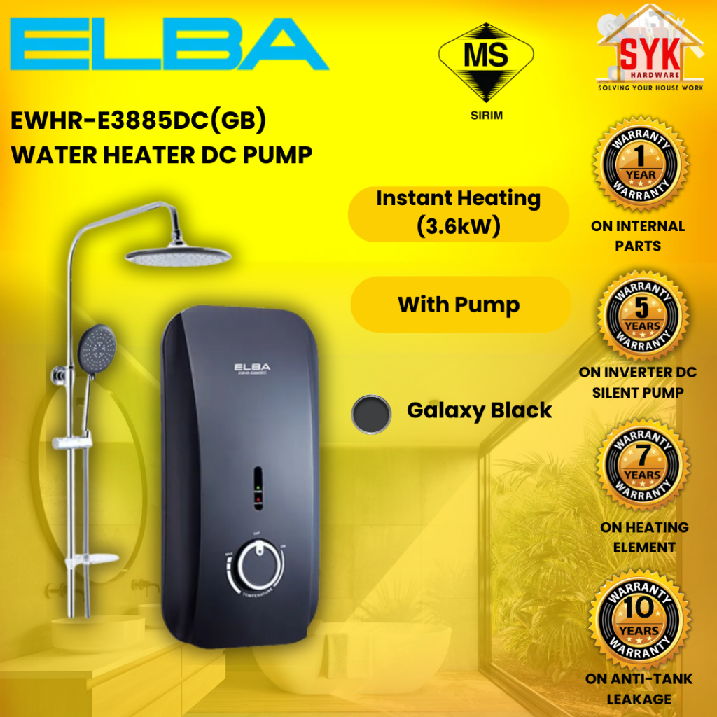 SYK Elba EWHR-E3885DC(GB) Instant Water Heater With Pump Bathroom ...