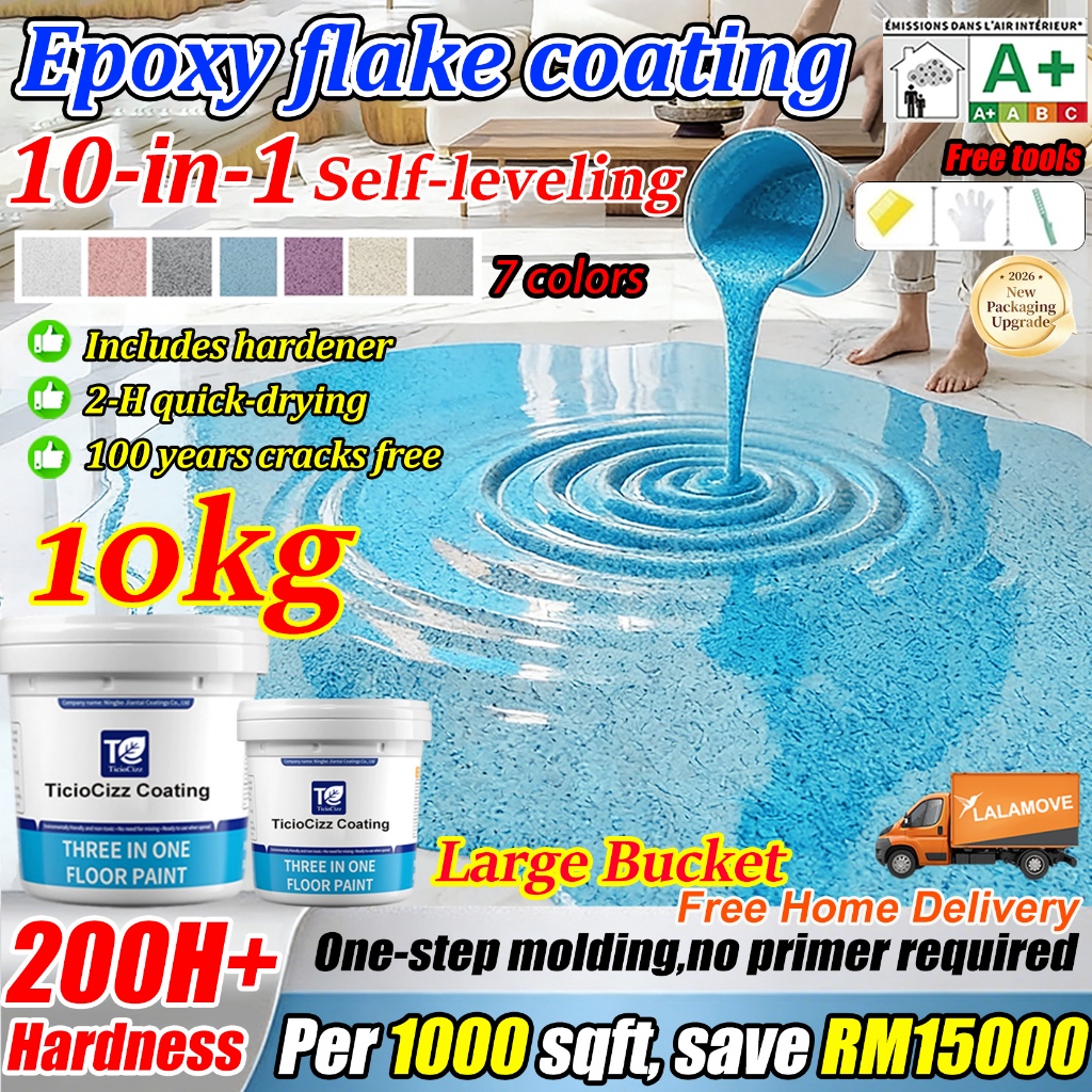 🏆10KG/bucket🏆6 in 1 epoxy flake coating epoxy floor coating epoxy floor ...