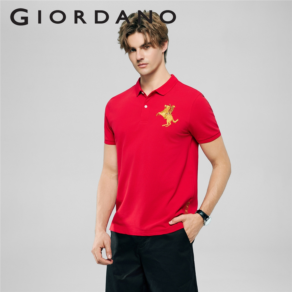 GIORDANO MEN Men's Slim Short Sleeve Embroidery Polo 0 01016214 ...
