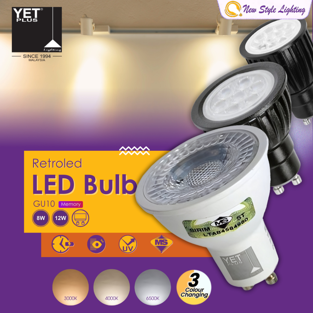 YETPlus Memory GU10 12W 8W SMD LED SIRIM Bulb Mentol 灯泡 3000K Warm ...
