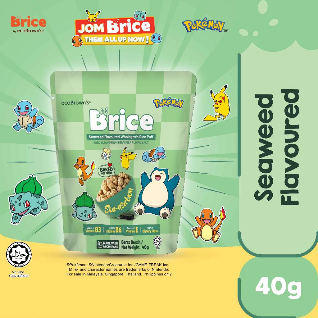 [40g] ecoBrown’s Pokémon Brice Seaweed Flavoured Wholegrain Rice Puff ...