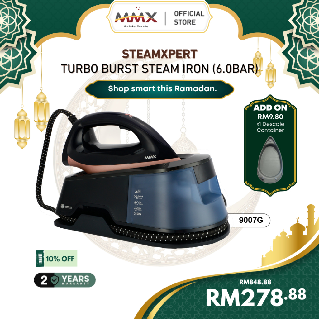 [TempGuard ZeroBurn Technology] MMX SteamXpert 9007G: 2400W 6-Bar 300g ...