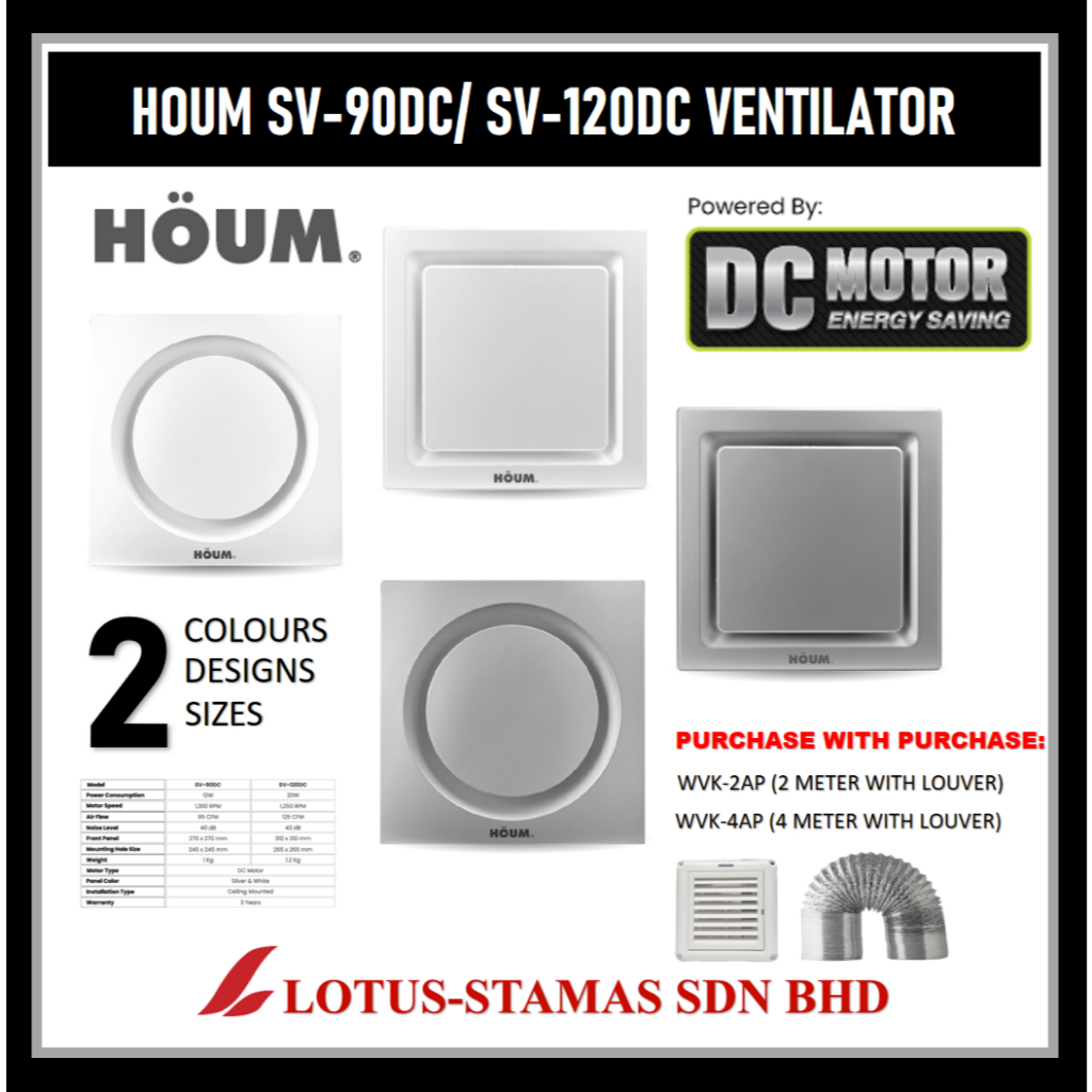 SIRIM APPROVED - AIREGARD HOUM SV90DC / SV120DC (D2) SQUARE FOR CEILING ...
