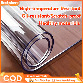 PVC Table Mat Alas Meja Plastik Tebal Transparent Table Cover Top ...